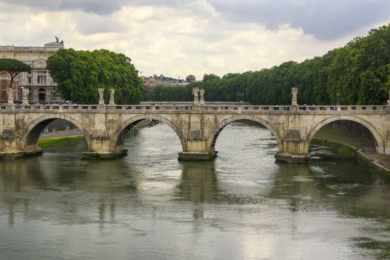 Saint Angelo Bridge in Rome, Italy Stock Photo - Image of famous ...