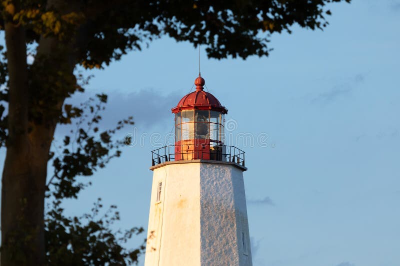Sandy Hook Lighthouse at Sunset Stock Image - Image of architecture ...