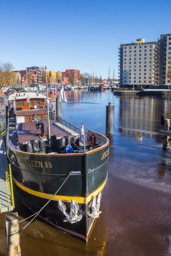 Historic Ship in the Oosterhaven Harbor in Groningen Editorial ...