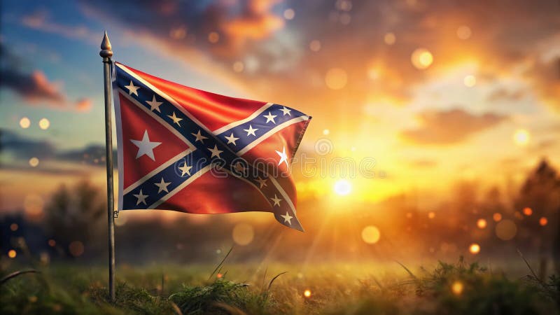 Historic Southern Flag Wavering in Bokeh a Complex Visual Study of a ...