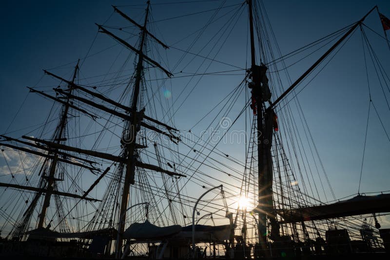 Historic Square Rig Sailing Ship Moored at Dock at Williamstown Stock ...