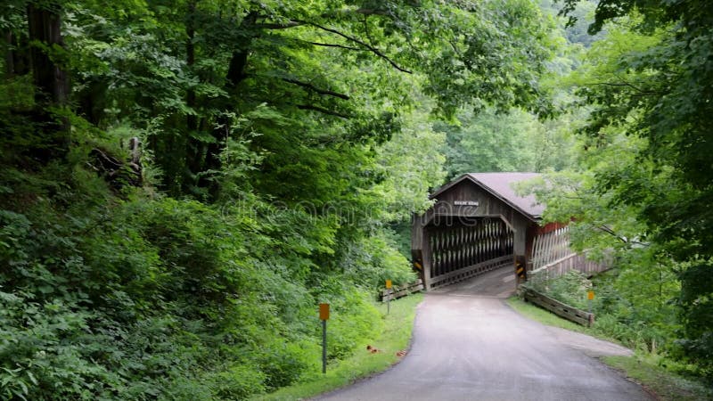 Historic State Road, Covered Bridge in Ashtabula County Ohio Stock ...