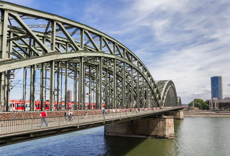 Historic Steel Bridge Over the River Rhine in Cologne Editorial ...
