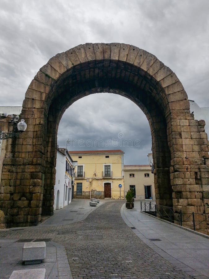 Historic Stone Arch in the Town of Merida, Spain Stock Image - Image of ...