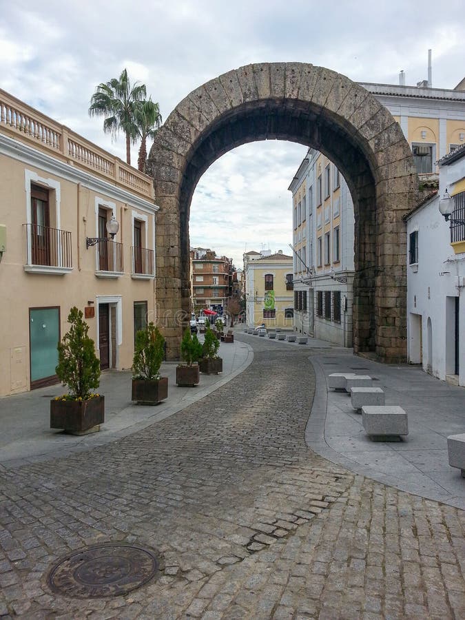 Historic Stone Arch in the Town of Merida, Spain Stock Photo - Image of ...