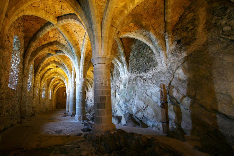 Historic Stone Arches in Ancient Crypt. Stock Image - Image of ...