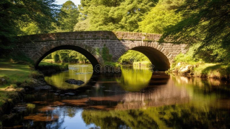 Historic Stone Bridge Spanning a Tranquil River. Generative AI Stock ...