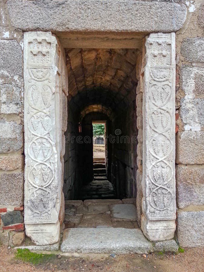 Historic Stone Carved Arch in the Amphitheater of Merida Stock Image ...