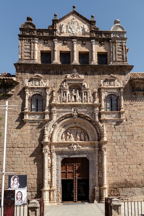 Historic Stone Facade in Toledo, Spain with Intricate Architectural ...