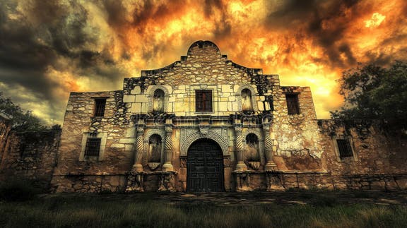 Historic Stone Fort at Sunset with Dramatic Sky Stock Illustration ...