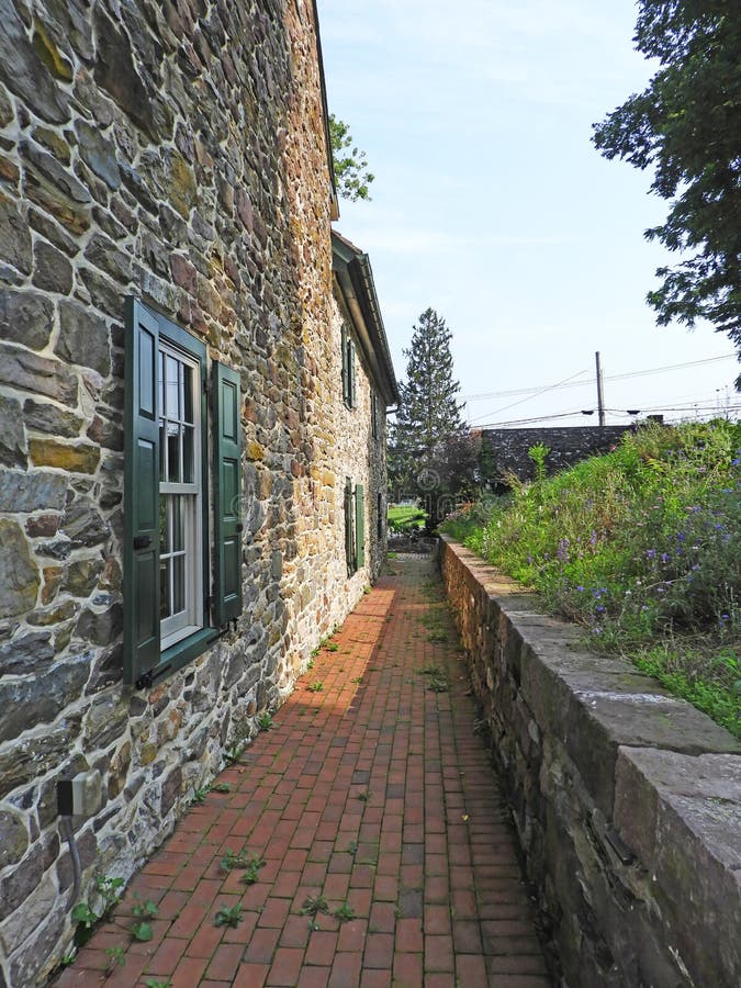 National Historic Stone House Sidewalk Wall Poole Forge Stock Photo ...