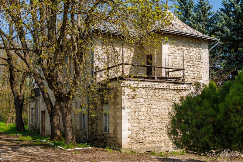 Historic Stone House Surrounded Trees Spring Setting Stock Photos ...