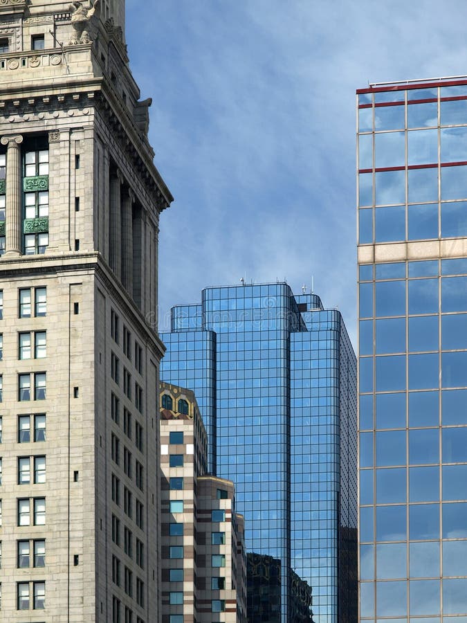 Historic Stone and Modern Glass Buildings Stock Image - Image of ...
