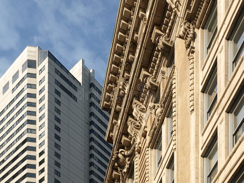 Historic Stone and Modern Office Building Stock Image - Image of ...