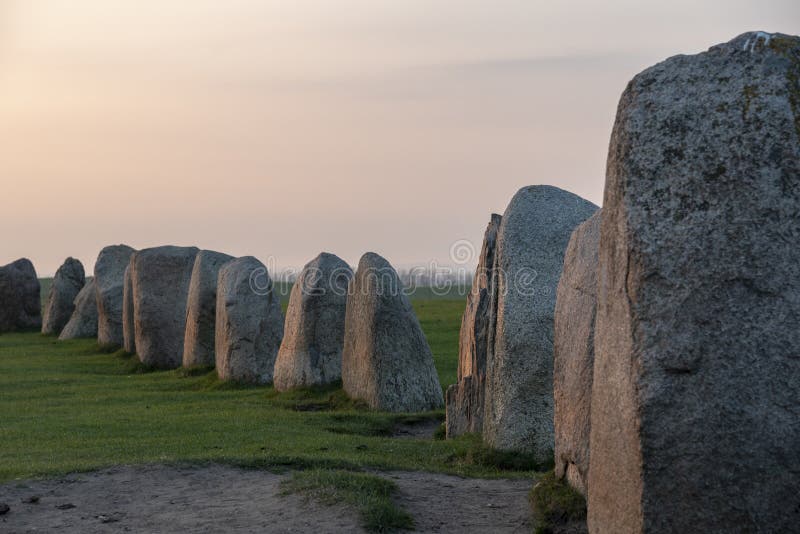 The `stone Ship` Megalithic Burial Ground Anund In Sweden Stock Image ...