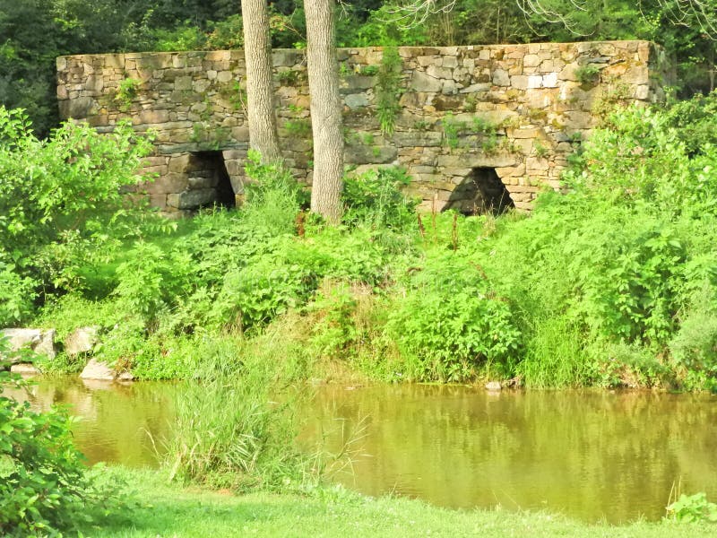 Historic Stone Wall at Conestoga River on Poole Forge Stock Image ...