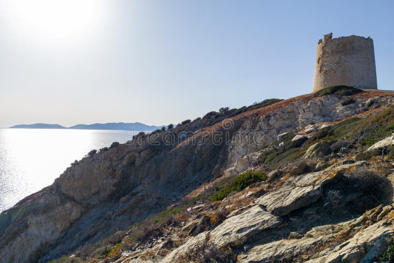 Ancient Coastal Tower on Rocky Mediterranean Cliffside Stock Photo ...
