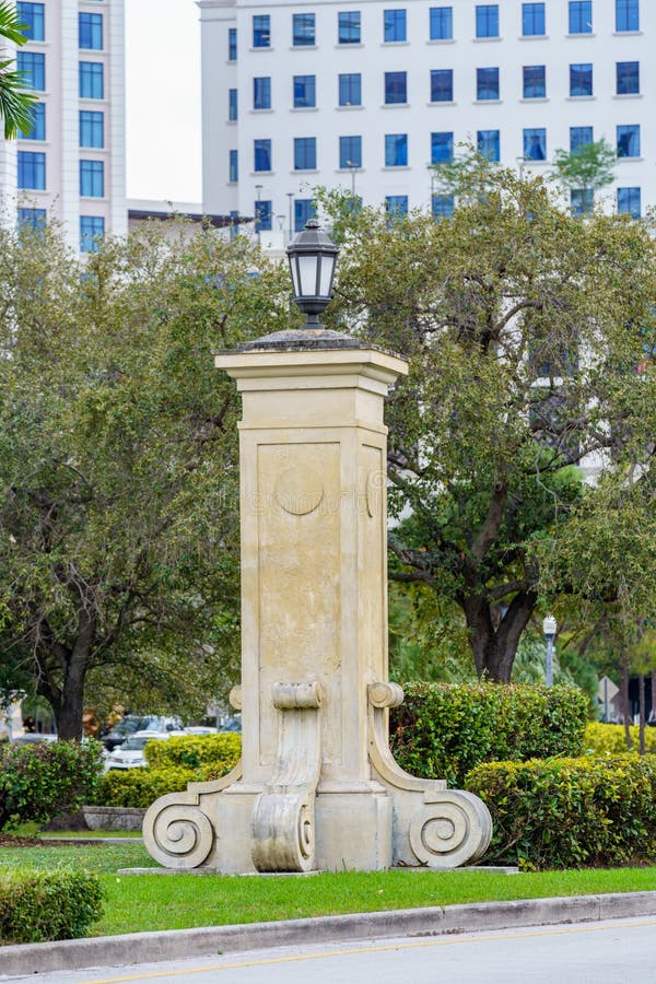Historic Street Column in Coral Gables Miami FL Stock Image - Image of ...