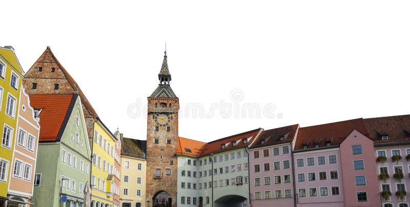 The Town of Landsberg am Lech (Germany) Isolated on White Background ...