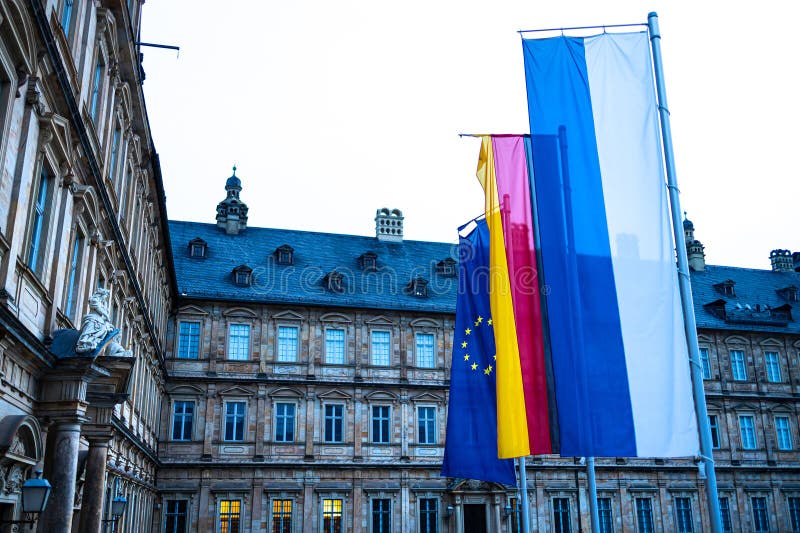 The Historic Town Hall and Flags of Bamberg Germany Editorial Image ...