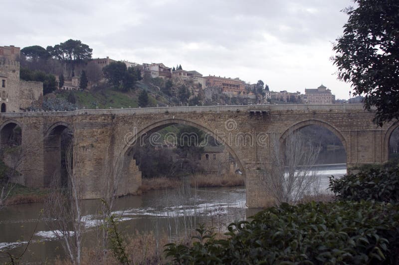 Stone Arch Bridge Spanning a River. Historic Architecture, Townscape ...