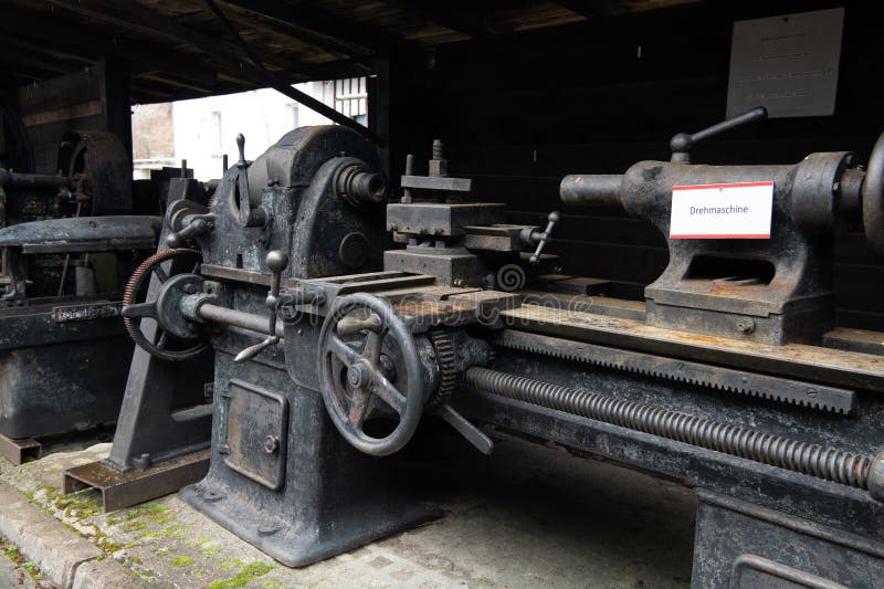 A Historic Turning Machine of Grey Cast Ion Stock Photo - Image of ...