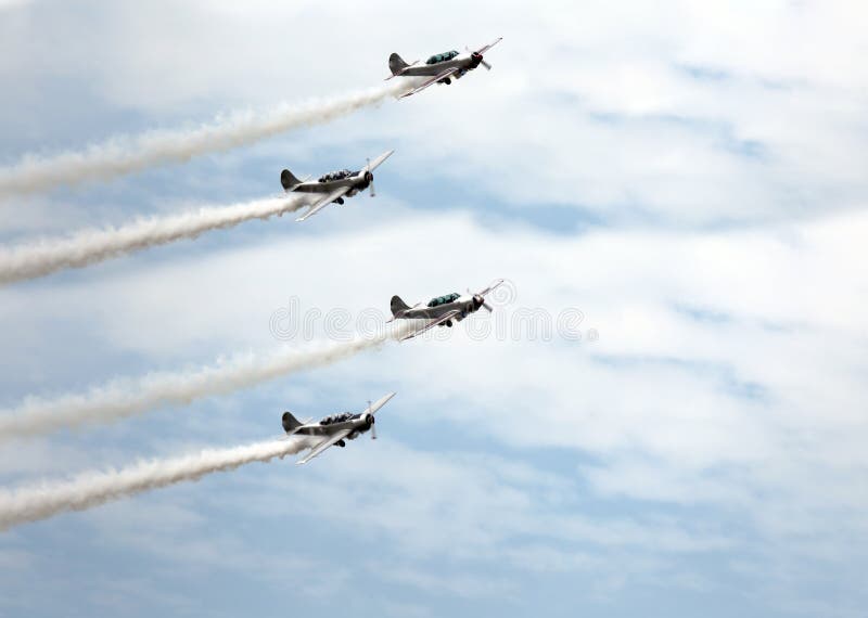 Historic Warplane with Dark Smoke from the Engine Editorial Stock Photo ...