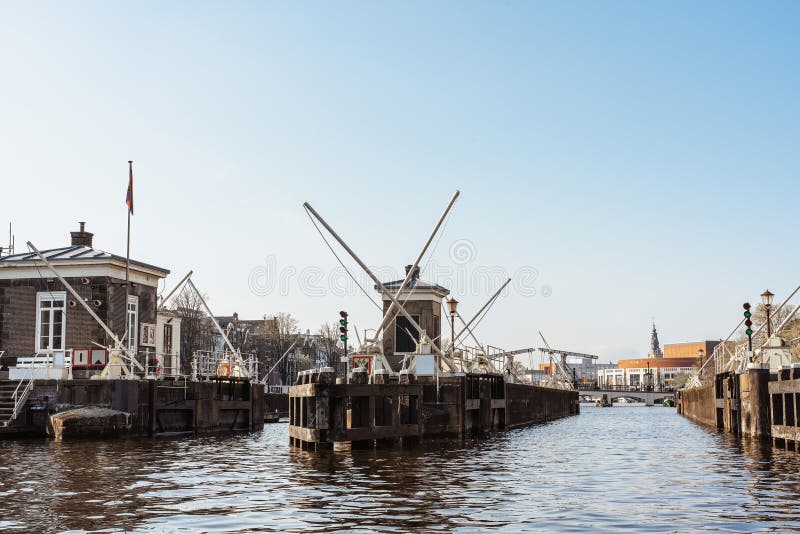 Historic Water Locks on the Amstel River in Amsterdam, Regulation of ...