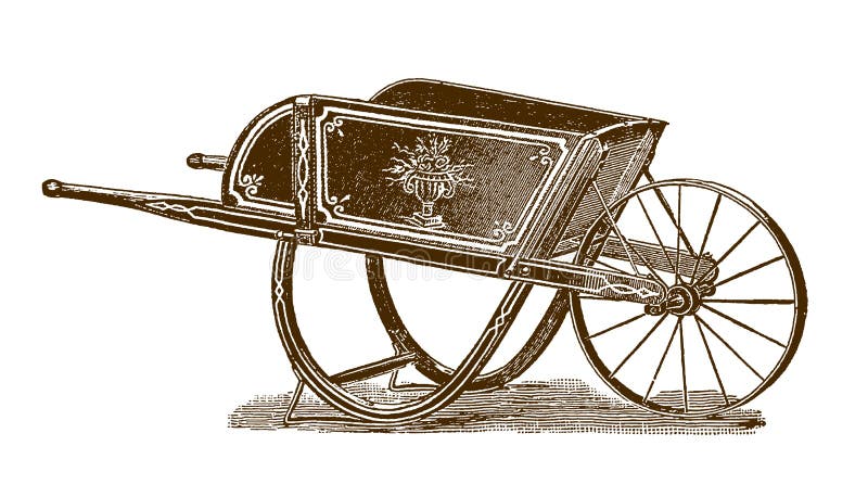 Historical Wheelbarrow in Side View Stock Vector - Illustration of ...
