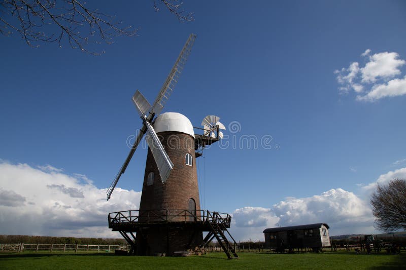 Historic Wilton Windmill Under a Bright Blue Sky Stock Image - Image of ...
