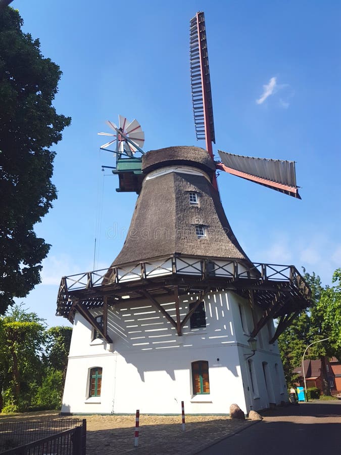 Historic Windmill in Front of Blue Sky Stock Image - Image of ...