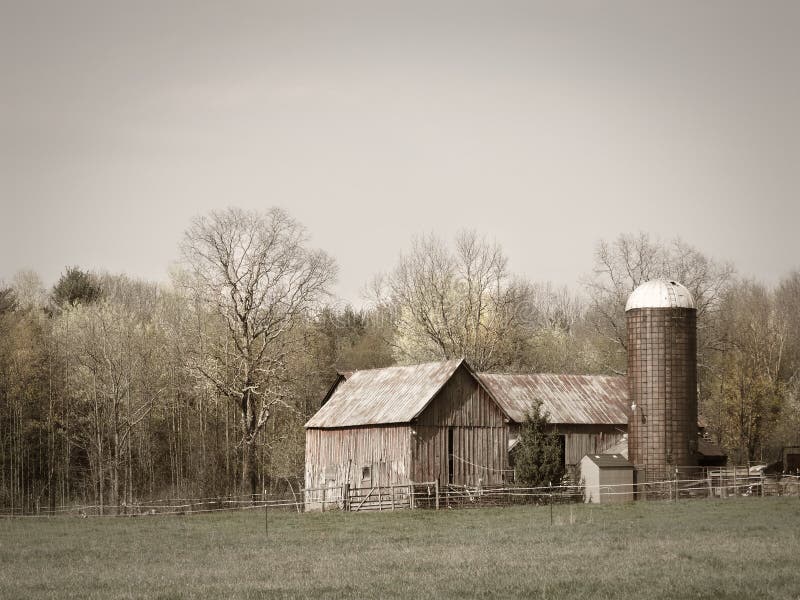 Historic Weathered Old Wood Barn and Pasture in FingerLakes Stock Image ...
