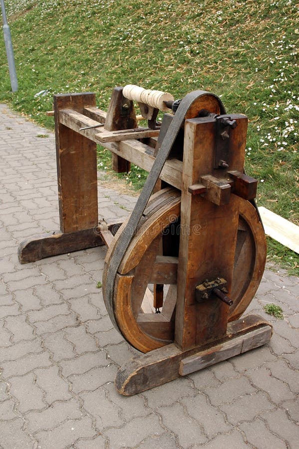 Historic Wood Turning Machine Stock Image - Image of craft, manual ...