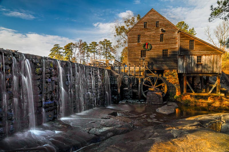 Historic Yates Mill County Park Stock Image - Image of mill, landscape ...