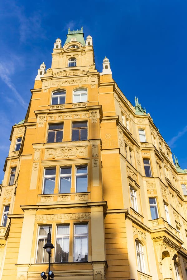 Historic Yellow Apartment Building in Prague Editorial Stock Photo ...