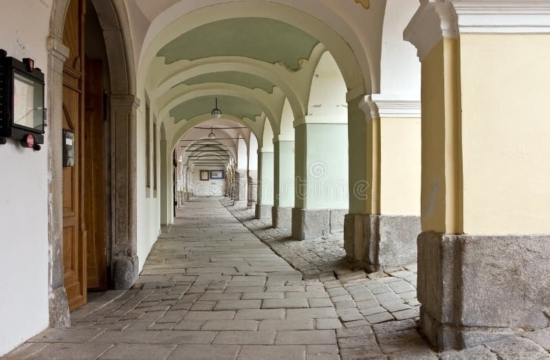 Historical Arcade in Prague (Czech Republic) Stock Photo - Image of ...