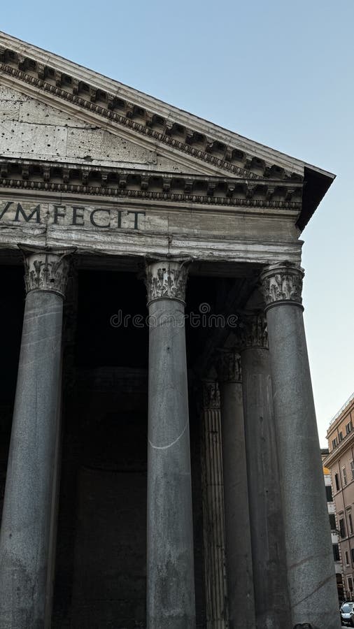 Historical Architecture of the Pantheon in Rome at Twilight Showcasing ...