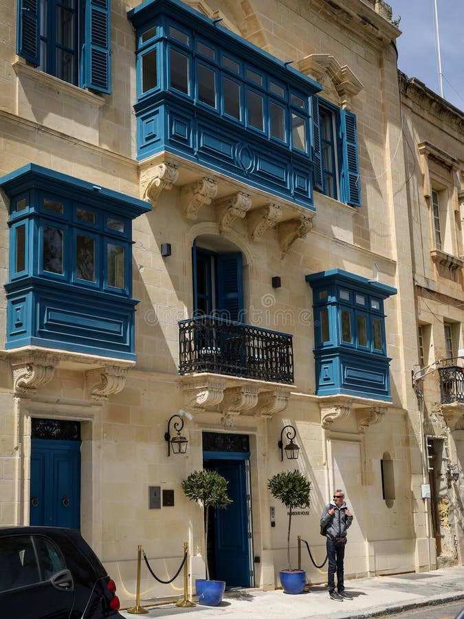 Traditional Colorful Maltese Balconies Gallarija Building Valletta Old ...