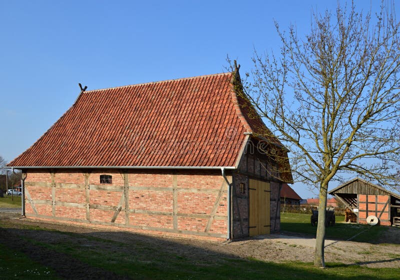 Historical Barn in Spring in Doerverden, Lower Saxony Stock Image ...