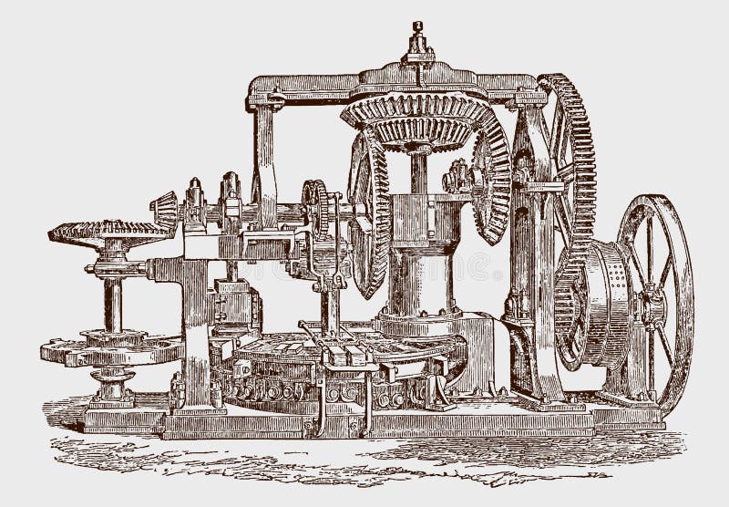 Historical Brick-making Machine in Side View Stock Vector ...