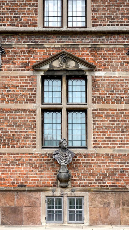 Historical Brick Wall Background with Sculpture of Rosenburg Castle ...