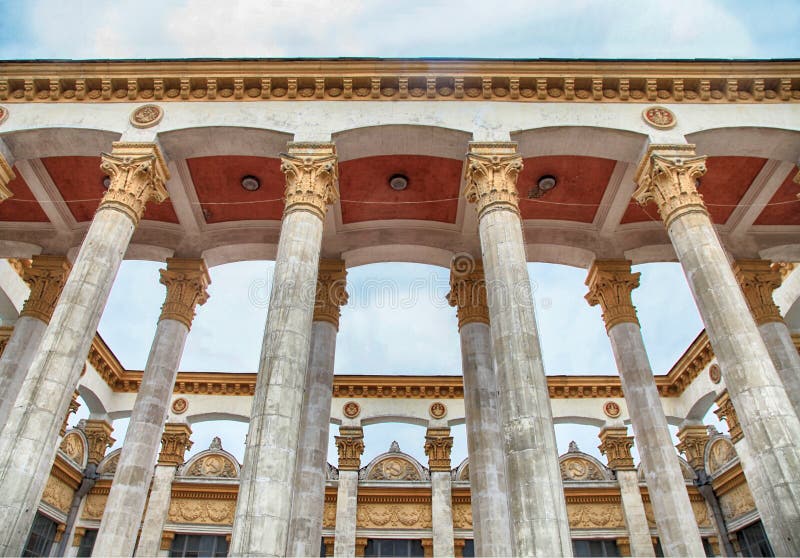 Old Column with a Bas-relief in the Form of a Demonic Face. Kiev Stock ...