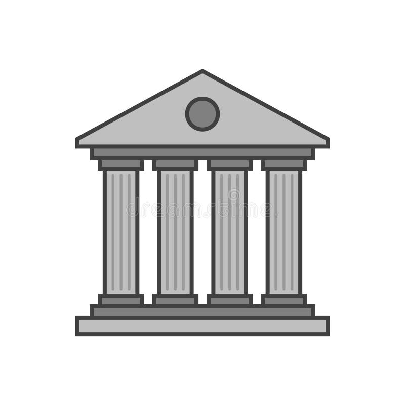 Historical Building with Columns Icon, Flat Design Style. Vector ...