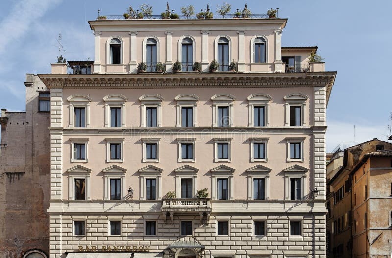 Historical Building Facade in Rome Stock Photo - Image of window ...