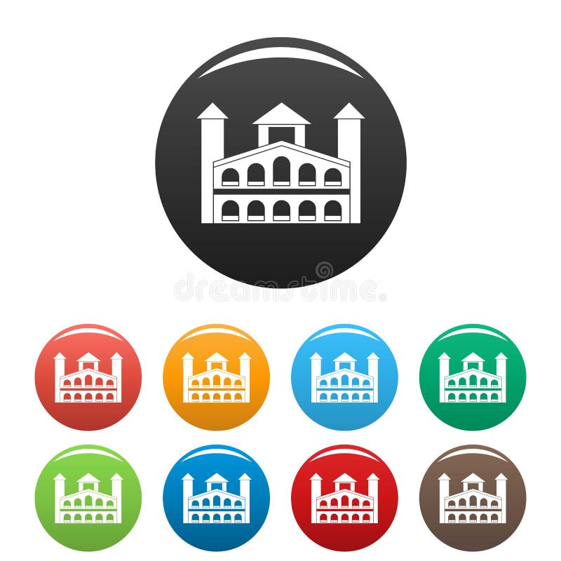 Historical Building Icons Set Color Stock Vector - Illustration of ...