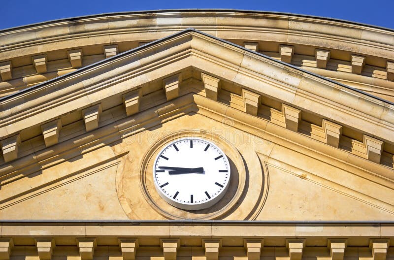 Historical Building and Modern Clock Stock Image - Image of pressure ...