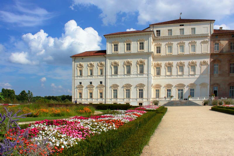 HISTORICAL BUILDING and FLOWERS in the PARK in ITALY Stock Photo ...