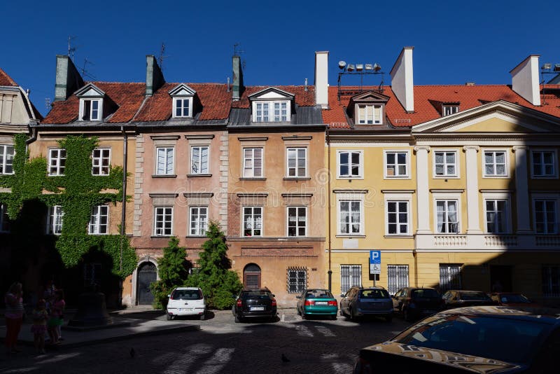 Historical Buildings Facade in Warsaw, Poland. Editorial Photo - Image ...