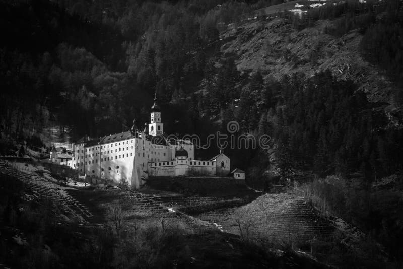 Castle in Alps Mountains in Austria in Winter Stock Photo - Image of ...