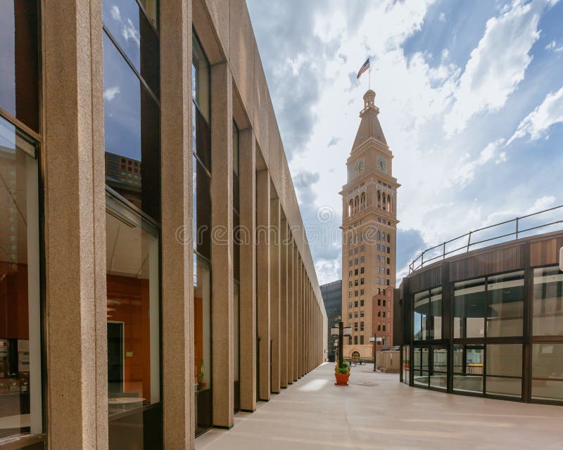 Historical Clock Tower and Buildings in Downtown Denver, USA Stock ...